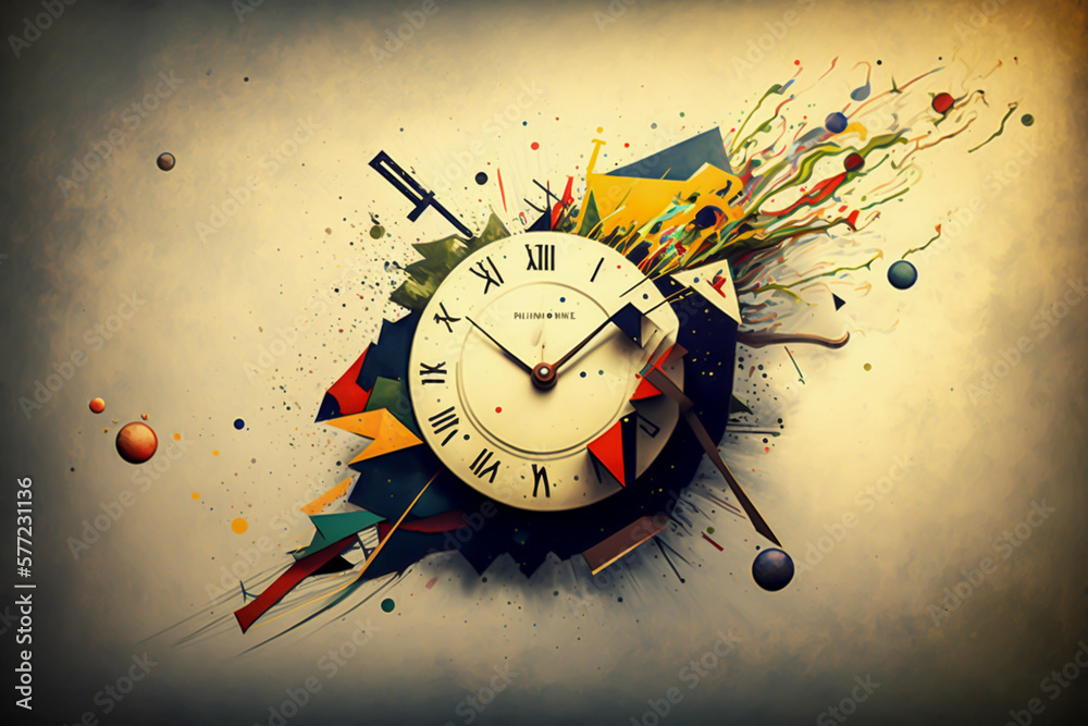 time, clock, abstract inspired, generative ai Stock Illustration ...