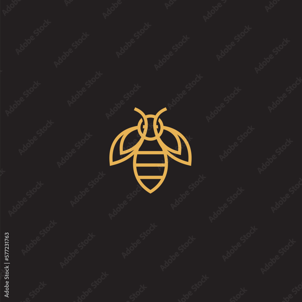 Bee logo shaped with lines forming a flying bee into the design ...