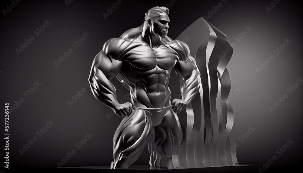 3d render of male body made of steel, created with AI technology Stock ...