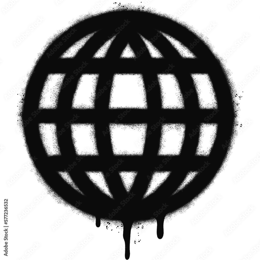 Spray Painted Graffiti World planet icon Sprayed isolated with a white ...