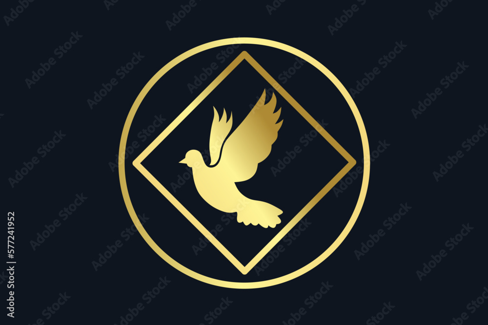 Dove bird logo design vector with golden color style Stock Vector ...