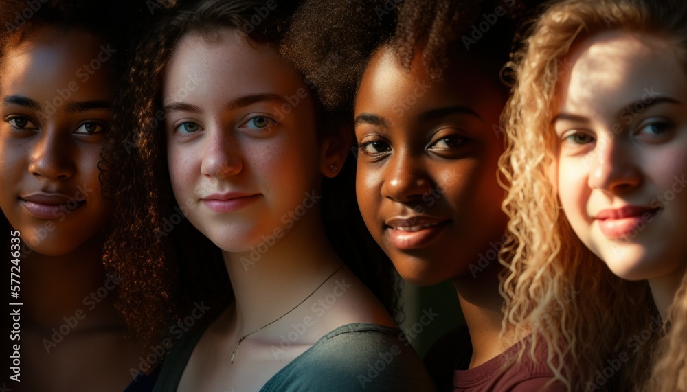 Group of Diverse and Empowered Multiracial Youth Female High School ...