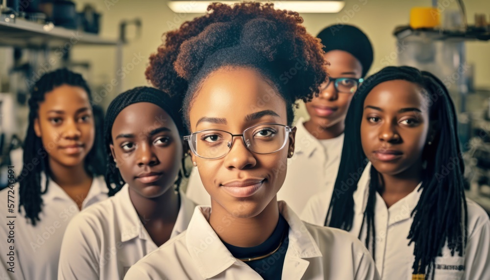 Group of Diverse and Empowered African American Black Youth Female High ...