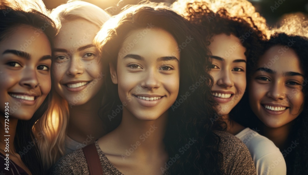 Group of Diverse and Empowered Multiracial Youth Female High School ...