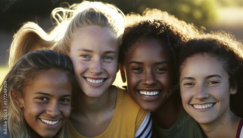 Group of Diverse and Empowered Multiracial Youth Female High School ...