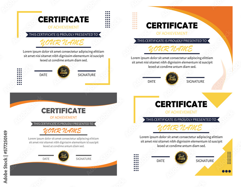 Certificate pack of achievement award template design vector. Editable ...