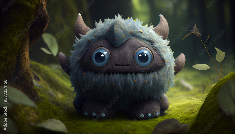 A cute monster made by cotton, hyper-realistic, ray renderer. The 3D ...