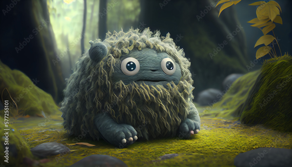 A cute monster made by cotton, hyper-realistic, ray renderer. The 3D ...