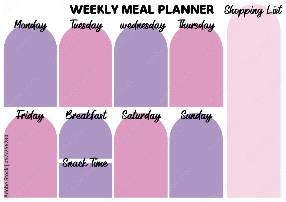 Weekly Meal Planner with Shopping list, Meal planners A4 size, meal ...