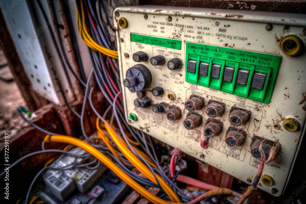 Electrical fuse box. Power electric line in electrical cabinet control ...