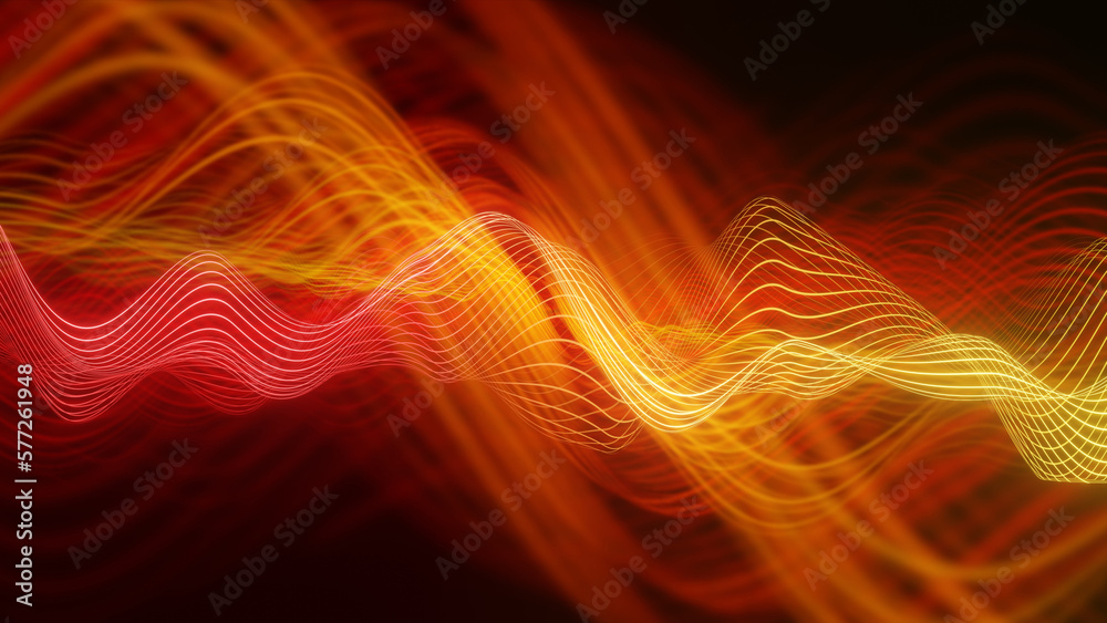 3d render,abstract wave technology background with red light . colorful ...