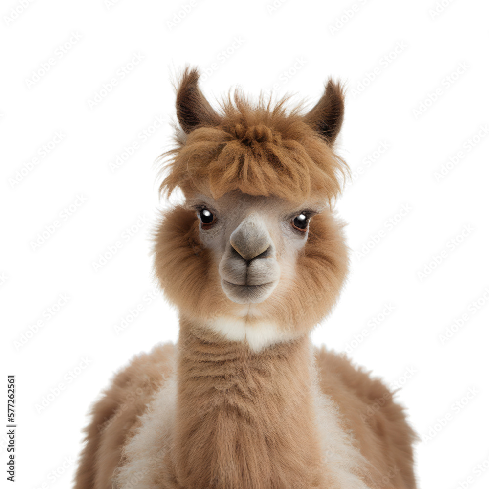 alpaca face shot , isolated on transparent background cutout ...