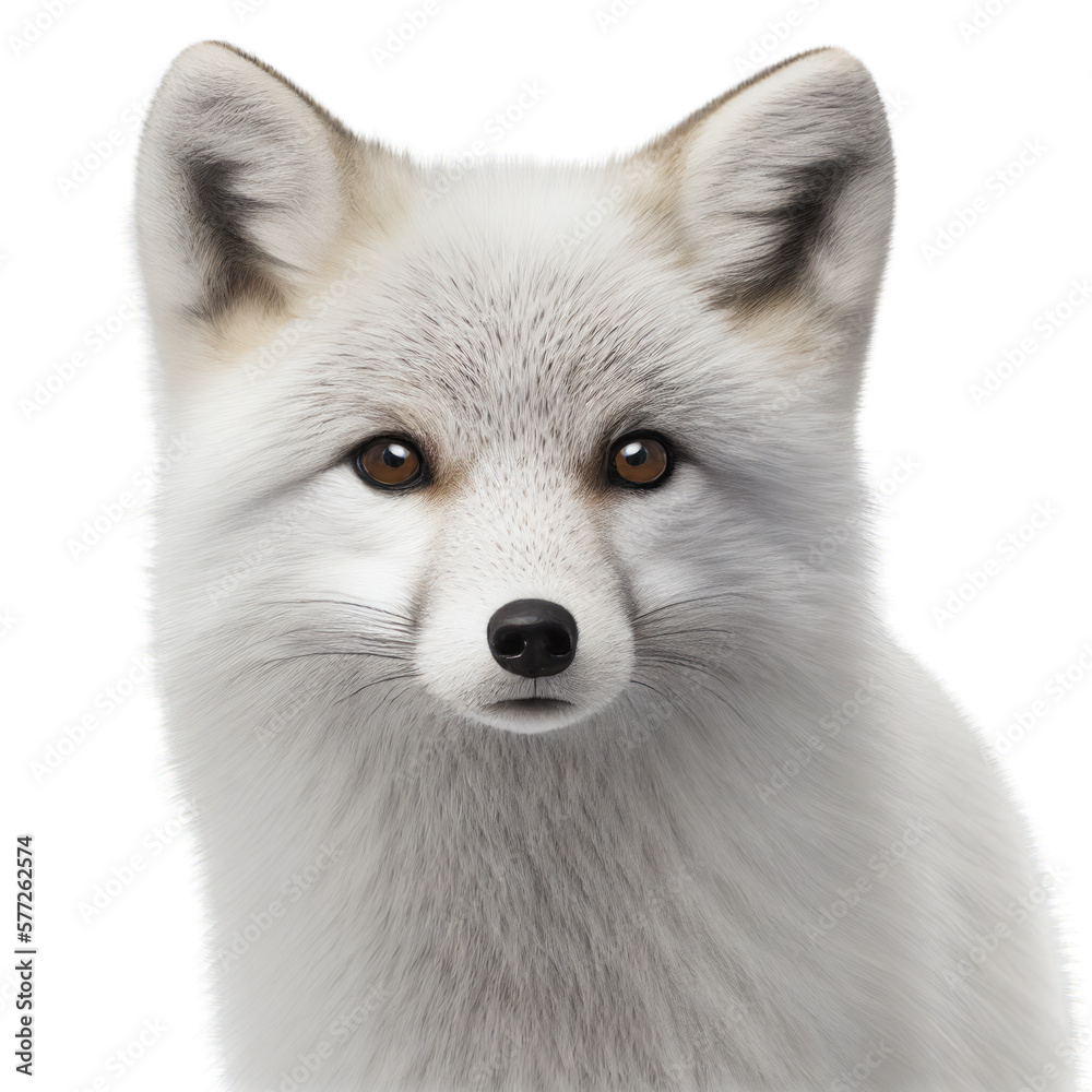 arctic fox face shot , isolated on transparent background cutout ...