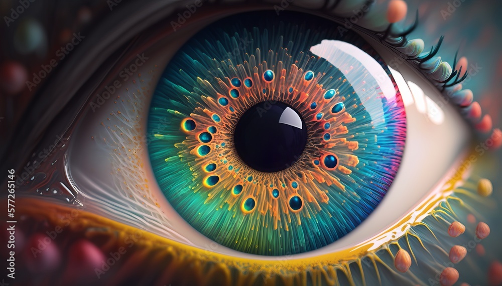 Colorful magic human eye background. Generative AI technology. Stock ...