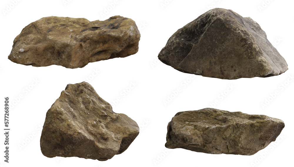 Rocks set isolated on transparent background 3d rendering png Stock ...
