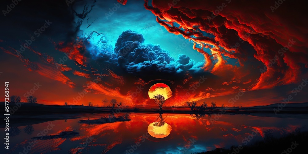 sky hue shifts from tranquil blue to fiery orange as global warming ...