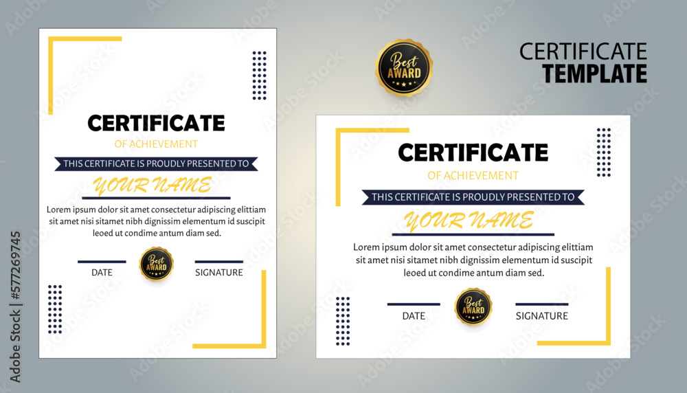 Certificate pack of achievement award template design vector. Editable ...