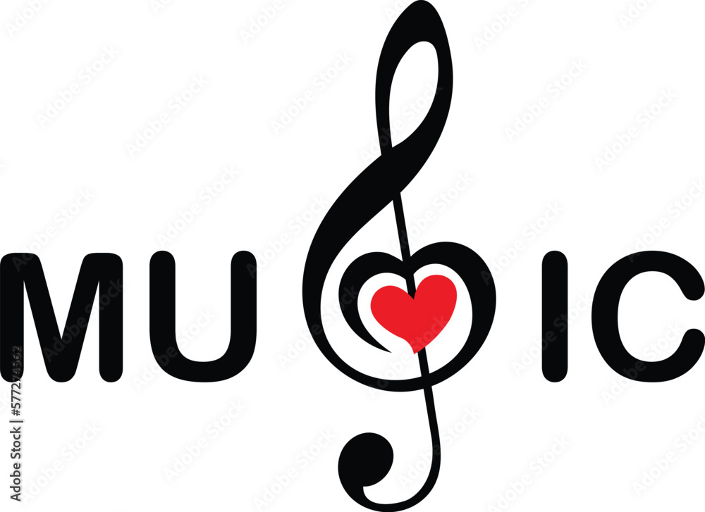 music note with heart vector image Stock Vector | Adobe Stock