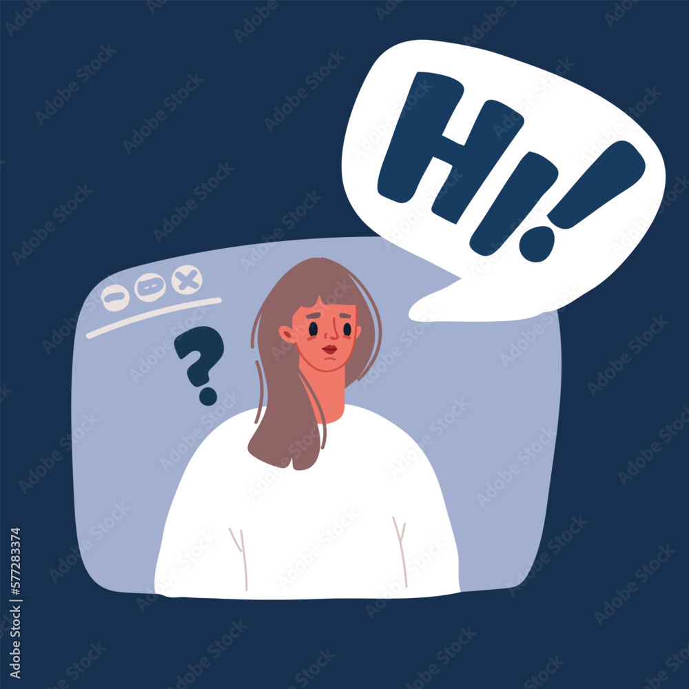 Cartoon vector illustration of popup windows on my computer monitor. A ...