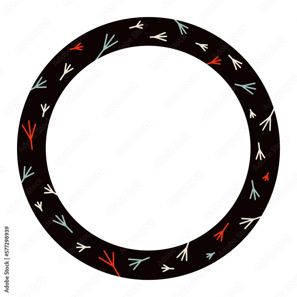Decorative circular frame with bird's feet pattern. Perfect as a photo ...