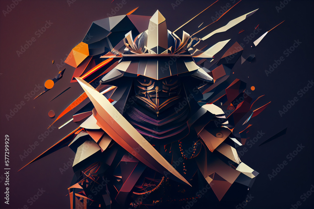 Beautiful abstract geometric samurai background. Generative AI ...