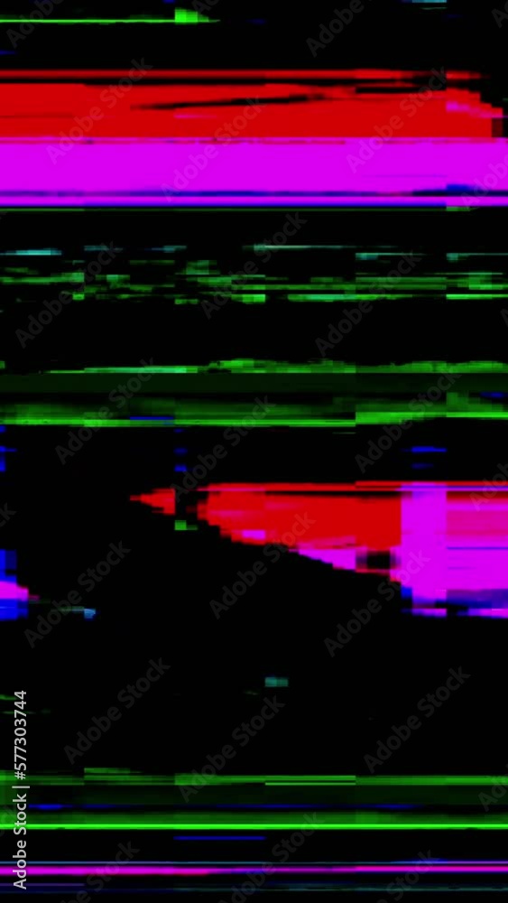 Vertical video. Pixel noise 8-bit glitch. Computer virus. Pink blue ...