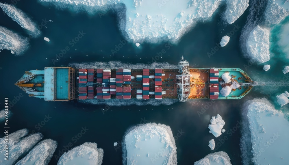 Frozen Ocean Freight Logistics - Container Ship Transporting Cargo Amid ...