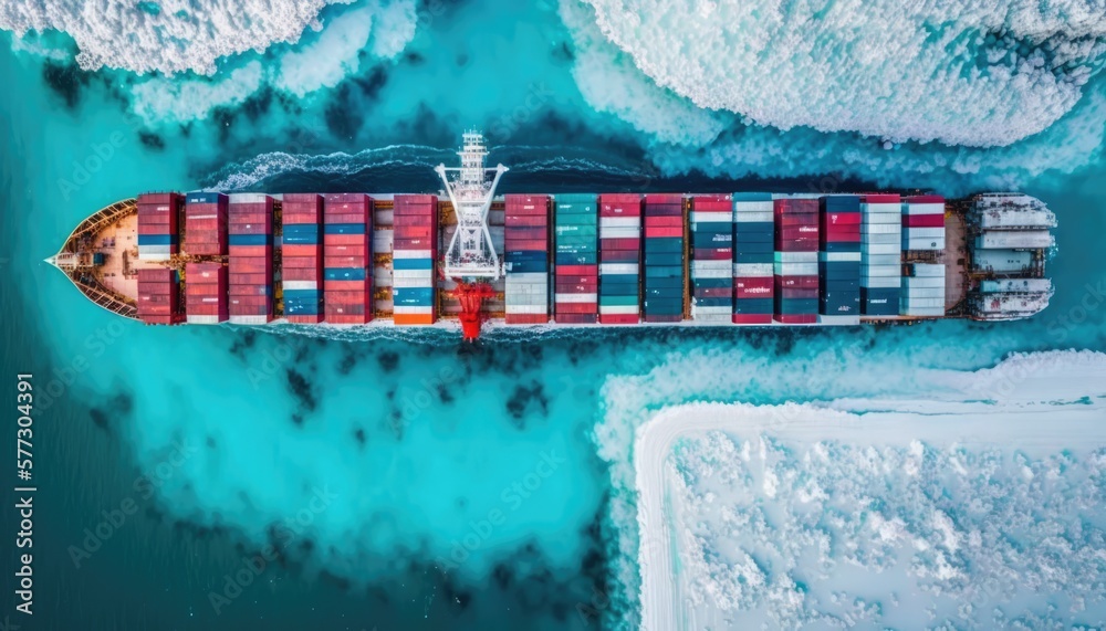 Frozen Ocean Freight Logistics - Container Ship Transporting Cargo Amid ...