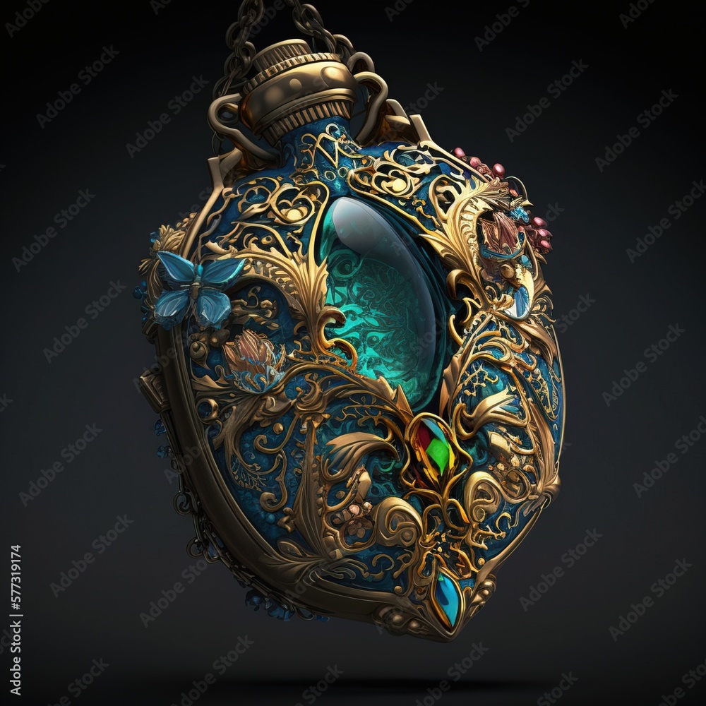 beautiful vintage amulet with ornament, generative a Stock Illustration ...