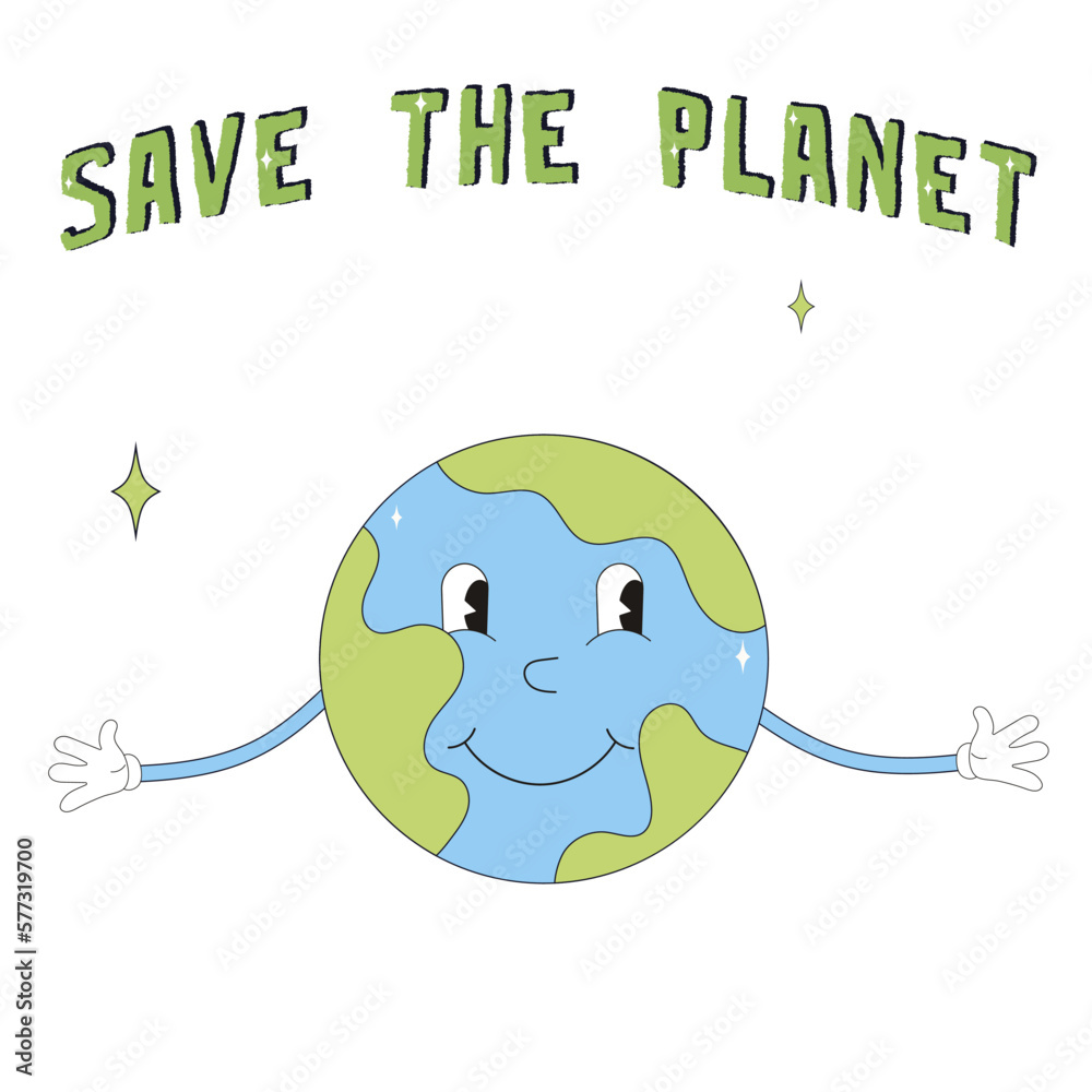 Earth Day. Save the Earth. Cartoon cute earth planet character. World ...