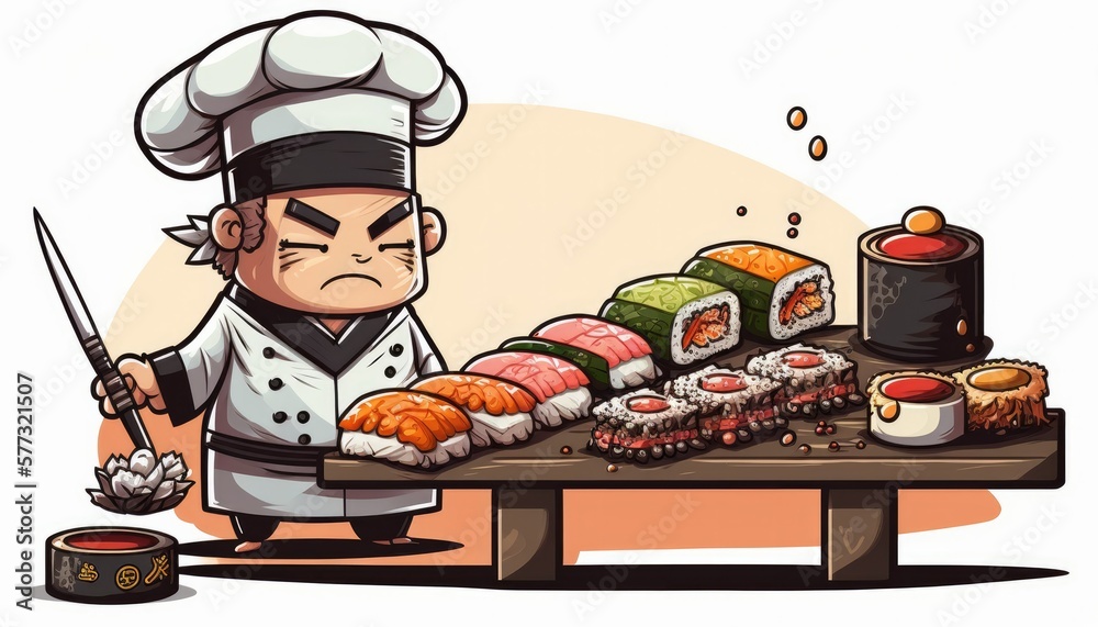 Illustrated Sushi Chef