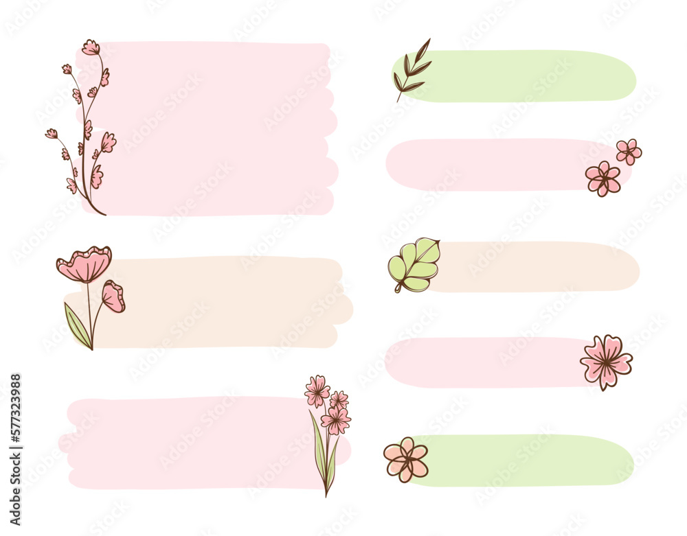 Aesthetic boho floral frame collection. Cute pastel border for card ...