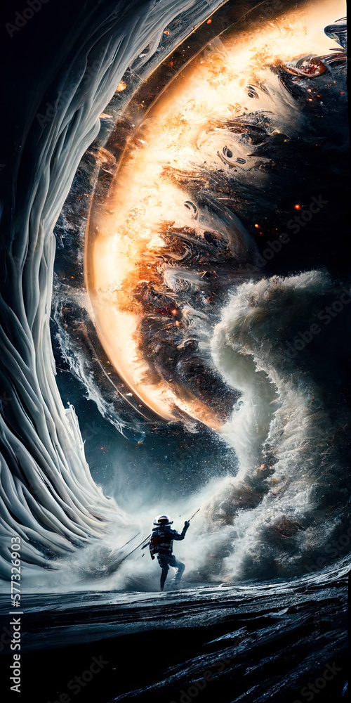 Space apocalypse. Planet explosion, storm, armageddon, space mission ...