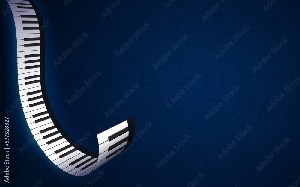 Abstract blue musical background. Realistic piano keys in isometric ...