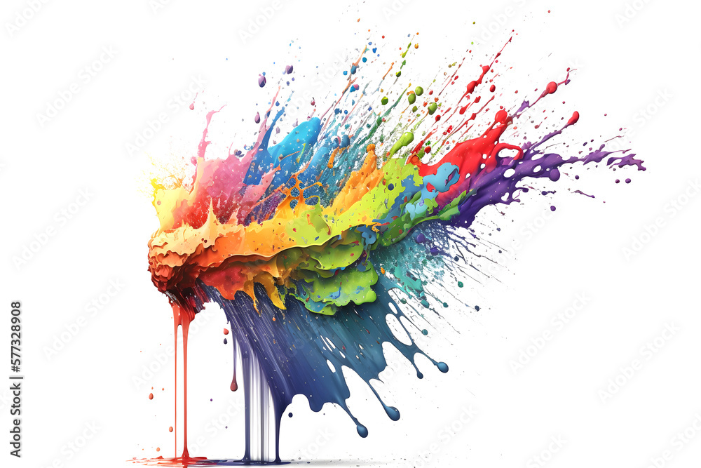 Abstract paint color splatter isolated on white background. Bunch of ...