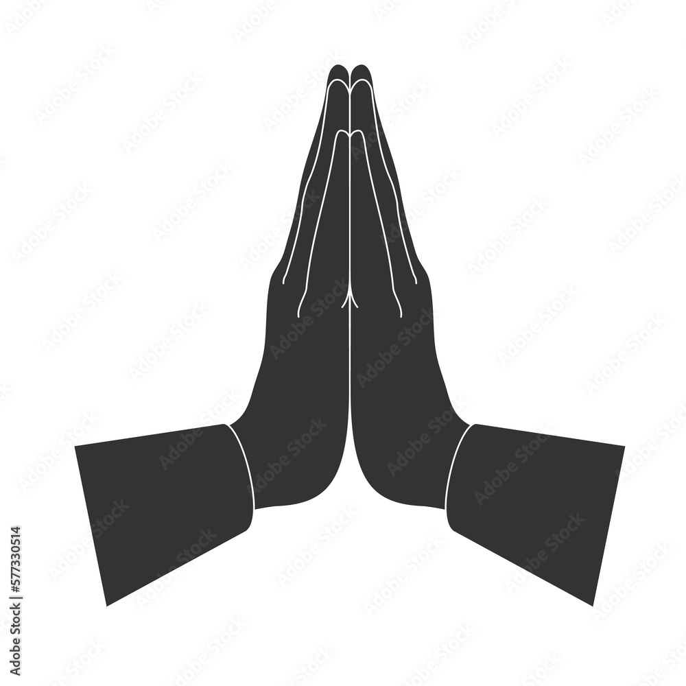 Mudra Namaste. Hands folded in a welcome gesture. Illustration on ...