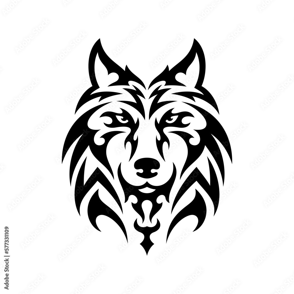 Tribal Wolf Head Logo. Tattoo Design. Animal Stencil Vector ...