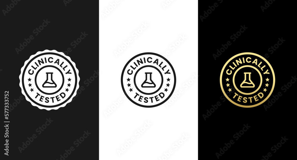 Vetor de Clinically tested label or Clinically tested sign vector ...