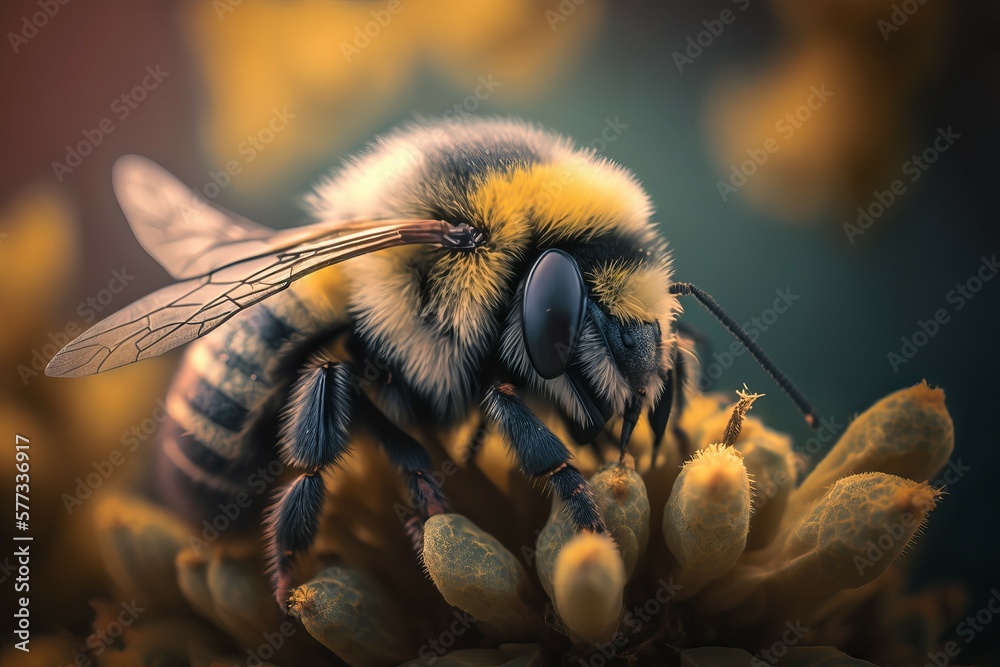 Capturing a close-up of a stunning bee with macro photography for a ...
