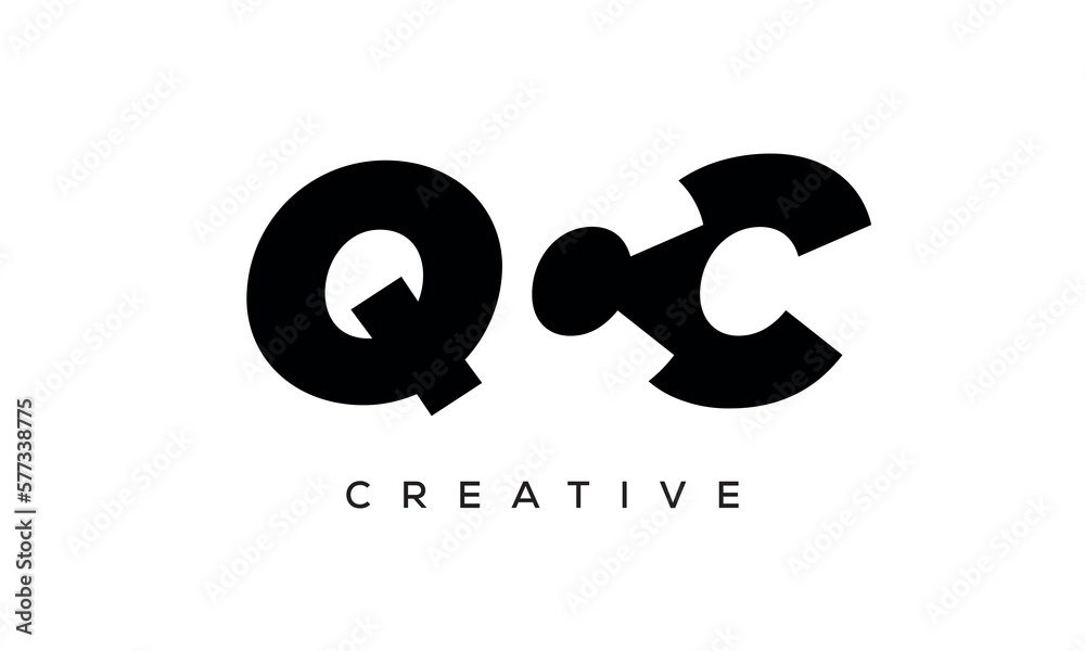 QCC letters negative space logo design. creative typography monogram ...