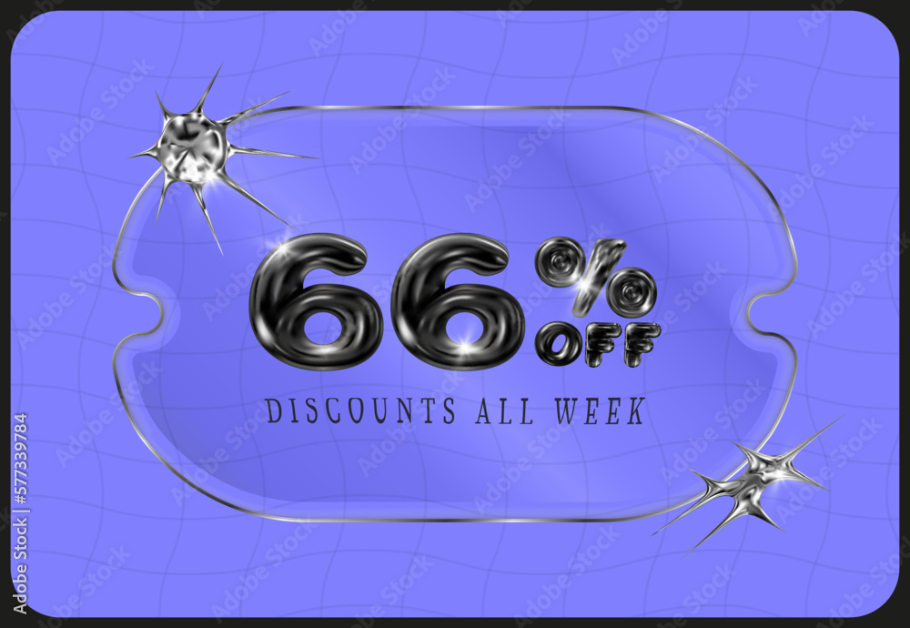 Glass price tags with volumetric figures. Sticker shape with ...