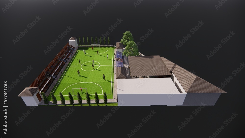 3d rendering of a mini football - futsal - soccer field integrated with ...