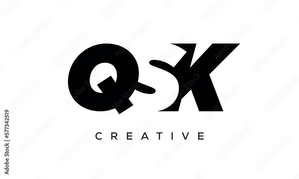 QSK letters negative space logo design. creative typography monogram ...