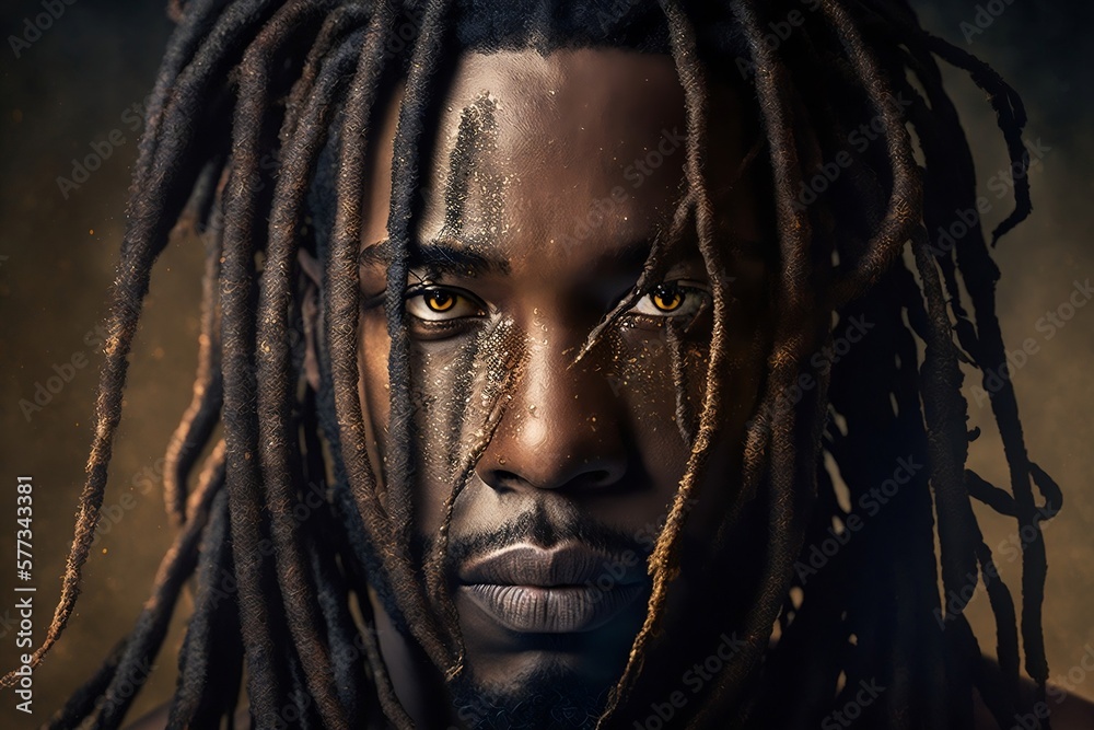 black man beautiful skin texture with beautiful lashing dreadlocks ...
