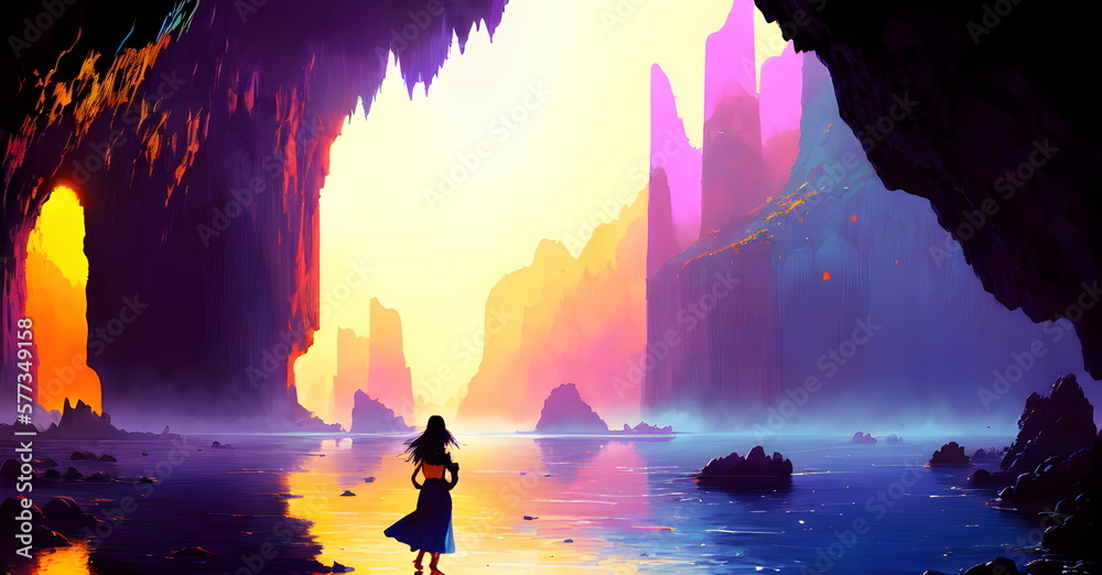 Crystal cave setting, Dungeon Den Underground fantasy Myetery tunnel ...