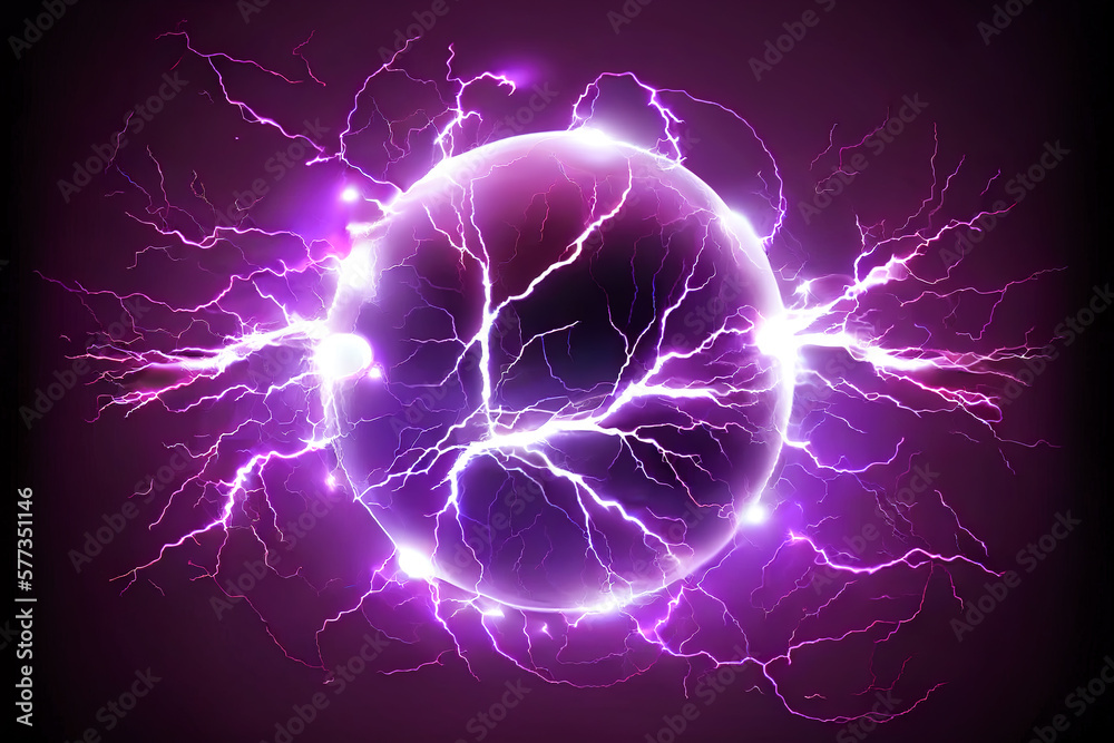 electric purple ball. ball lightning. Generative AI Stock Illustration ...