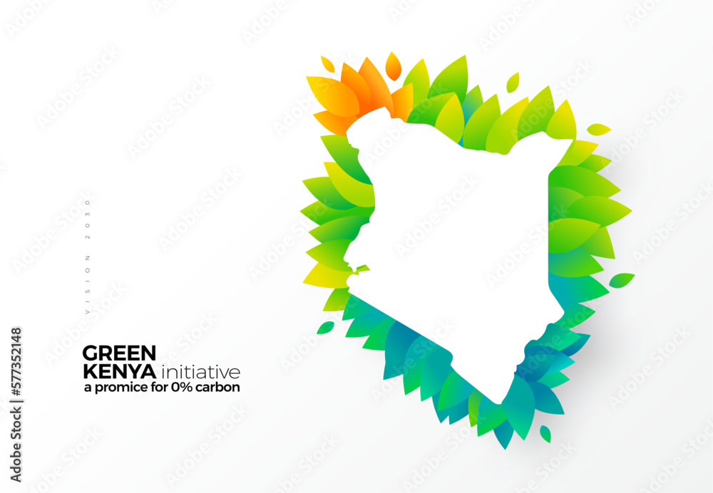 Go green, carbon removal initiative, graphic design Kenya map with ...