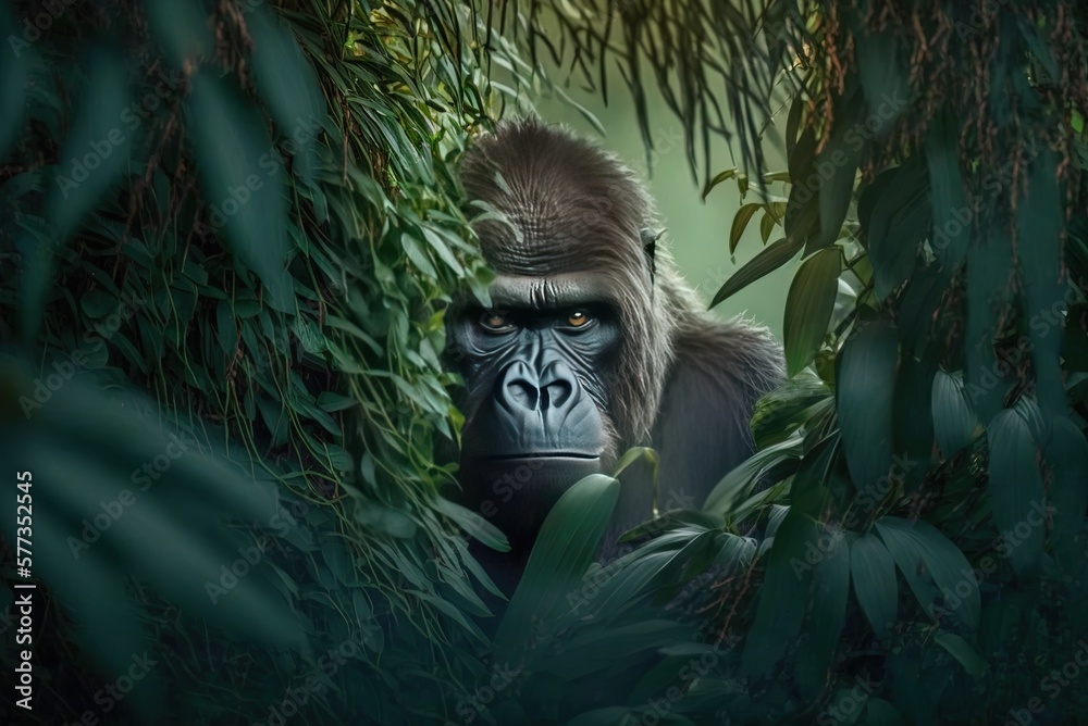 picture of a large gorilla in the bushes is quite breathtaking ...