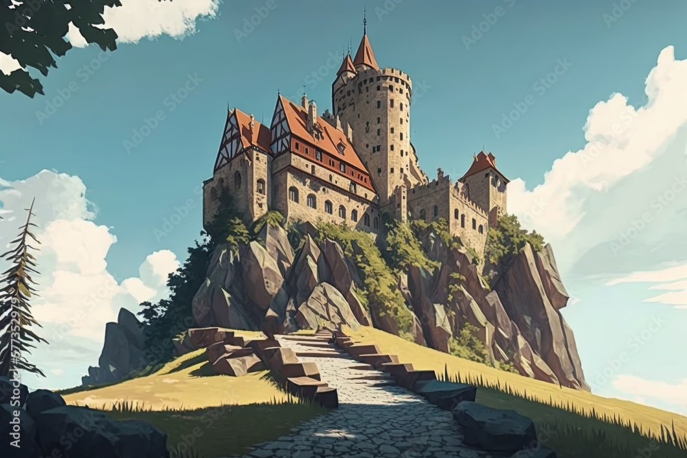 Shot from a low perspective, this Polish castle in the Eagles' Nests ...