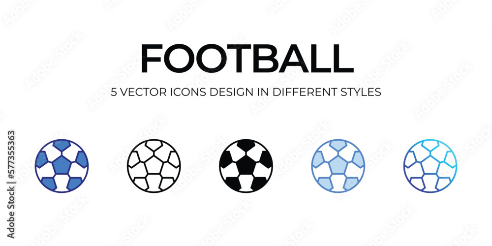 football Icon Design in Five style with Editable Stroke. Line, Solid ...